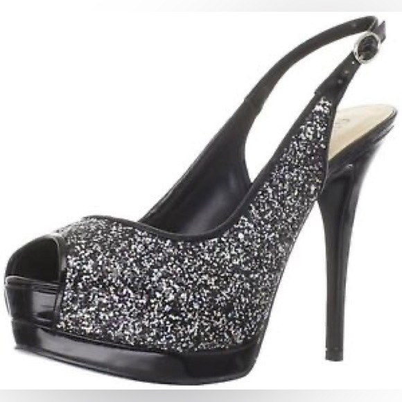 Guess | Shoes | Nib Guess Glenisa Peep Toe Platform Heel Black And ...